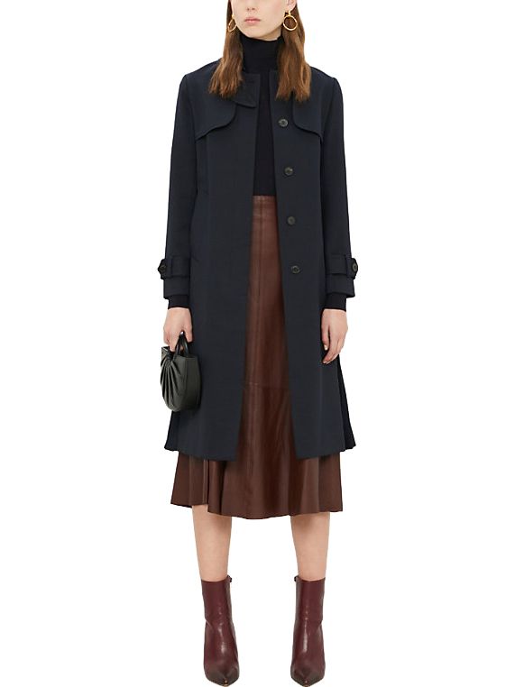 SANDRO Sandro Pleated-Panel Twill Trench Coat